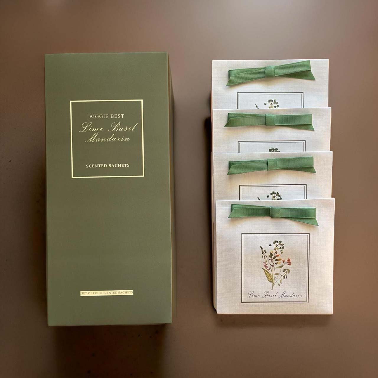 BOX OF 4 LIME, BASIL & MANDARIN SACHETS – BIGGIE BEST